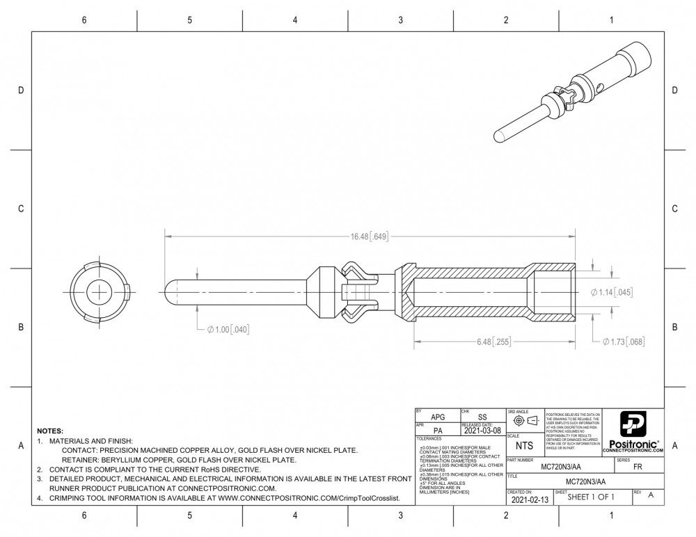 MC720N3/AA technical drawing preview