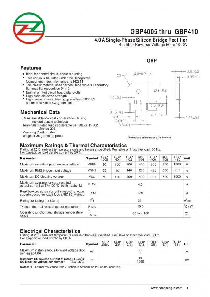 baocheng GBP406 datasheet visual page 1