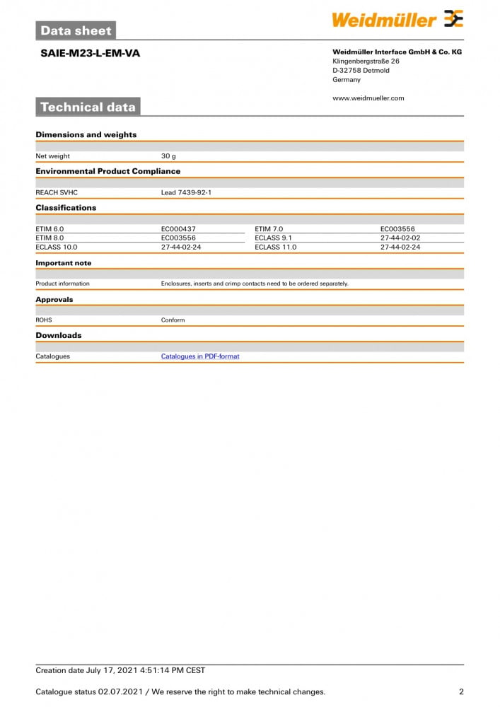 WEIDMULLER 1479420000 technical document page 2