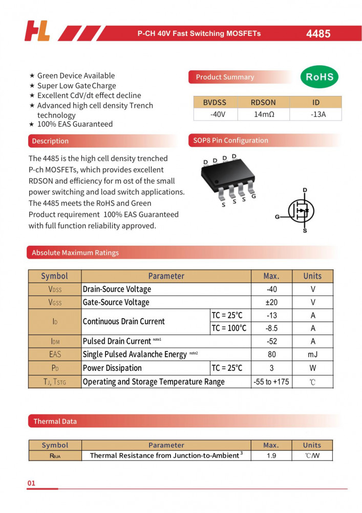 HL 4485 datasheet page 1