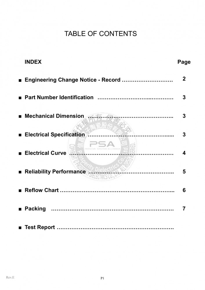 PSA MCS25GC specification page 2