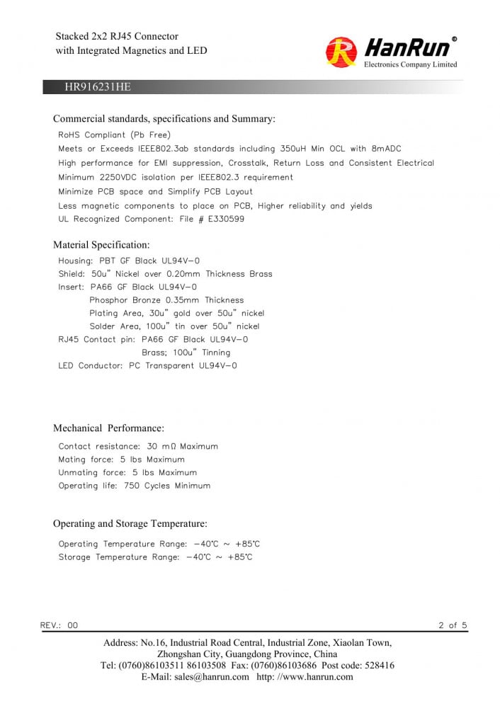 HR916231HE technical document page 2