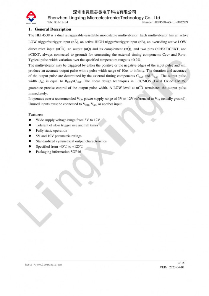 HEF4538BT(LX) datasheet page 3