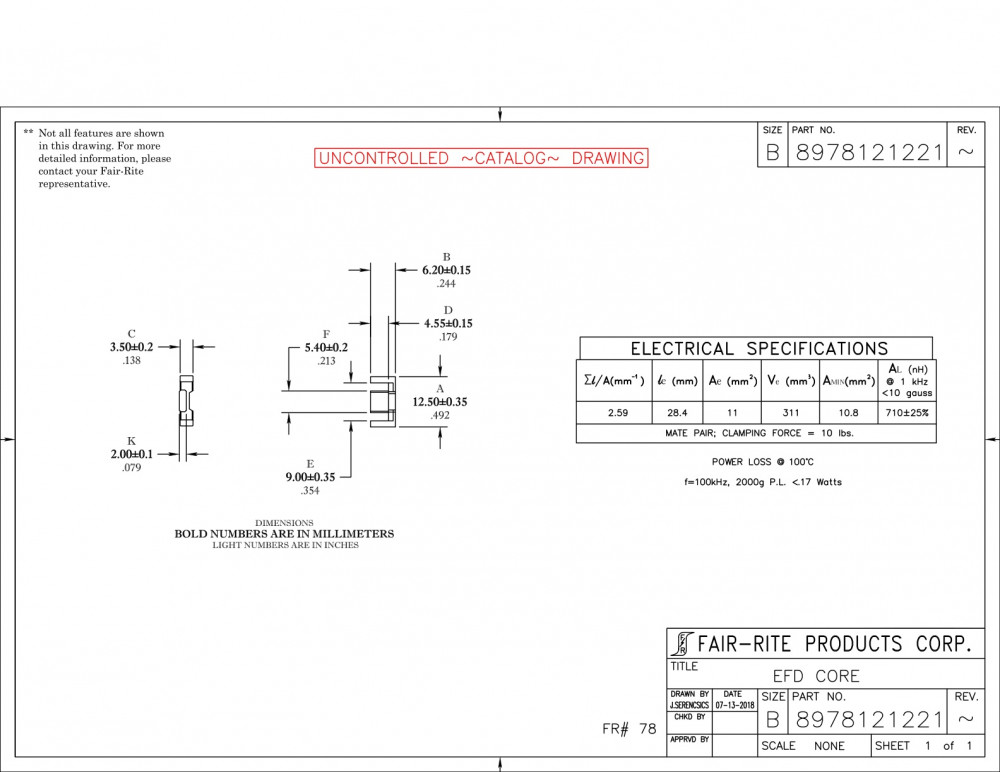 Fair-Rite 8978121221 technical document page