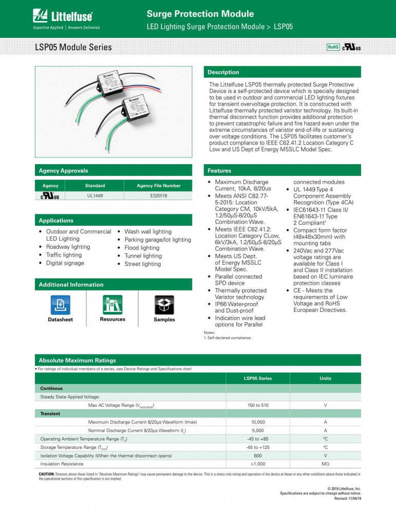 LSP05480P datasheet page 1