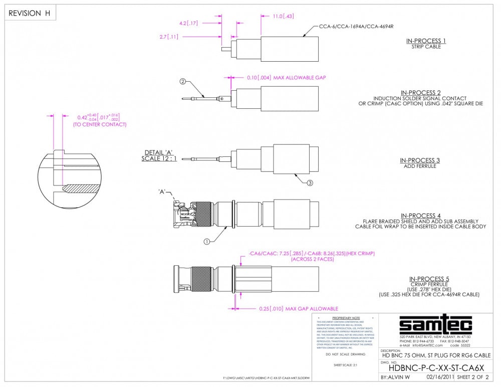 Samtec HDBNC-P-C-GN-ST-CA6 technical drawing page 2