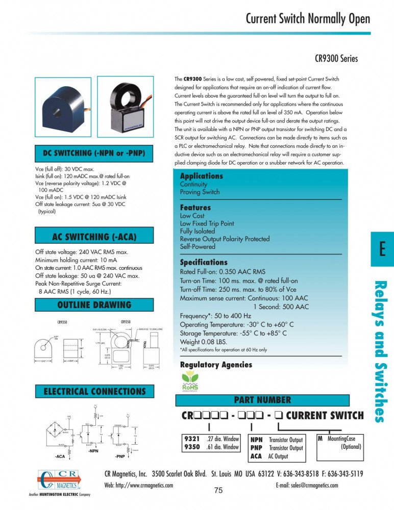 CR9300 Series current switch product documentation page