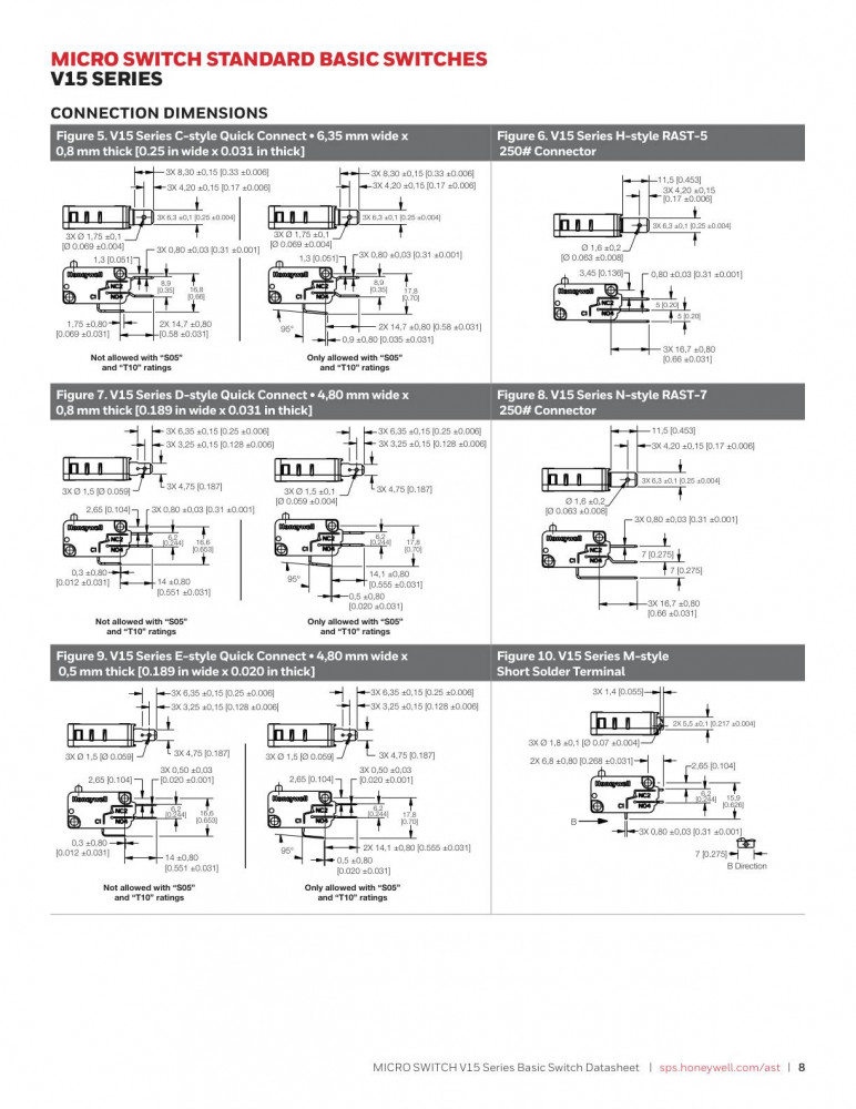 Honeywell V15 Series datasheet page 8