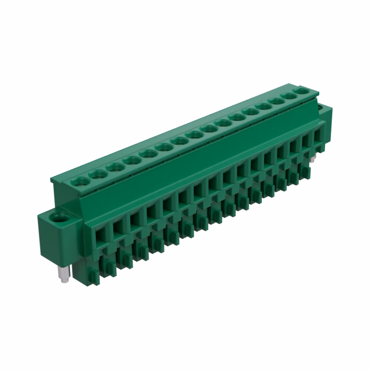 3.81mm Pitch Eurostyle Vertical Plug, with Retention Screws and Reverse Imprinting, Front Wire Entry, Green Housing, Gold (Au) Plated, 16 Circuits for sale