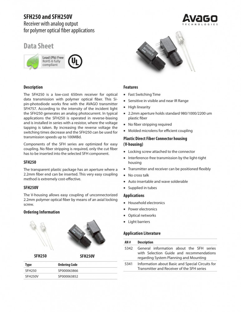 SFH250 datasheet page 1
