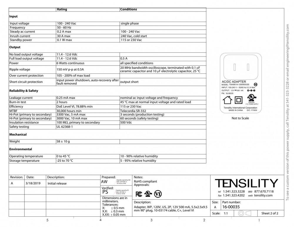 Tensility 16-00035 technical drawing, page 2