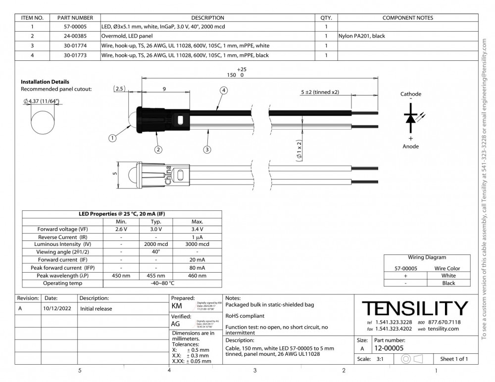 Tensility International 12-00005 product drawing