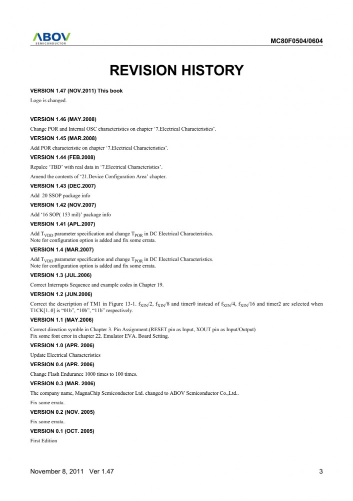 MC80F0604 manual page 3