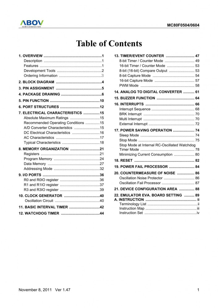 MC80F0604 manual page 5