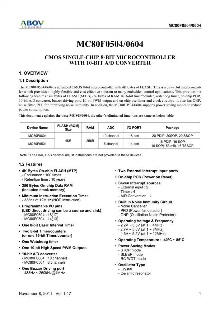 MC80F0604 manual page 7