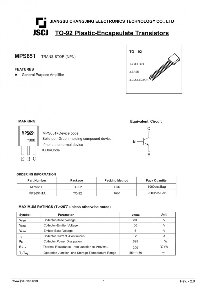 MPS651 datasheet page 1