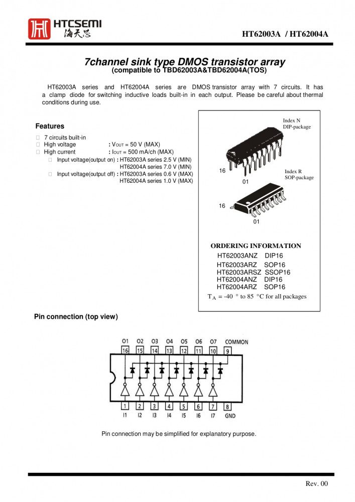 HT62003ARZ datasheet page 1