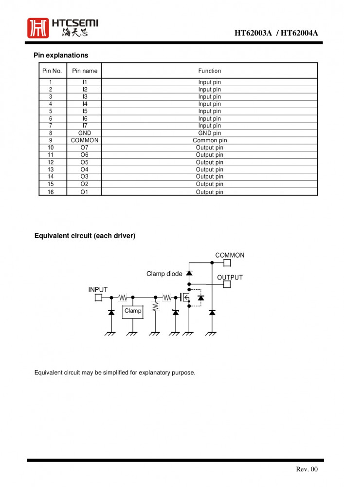 HT62003ARZ datasheet page 2