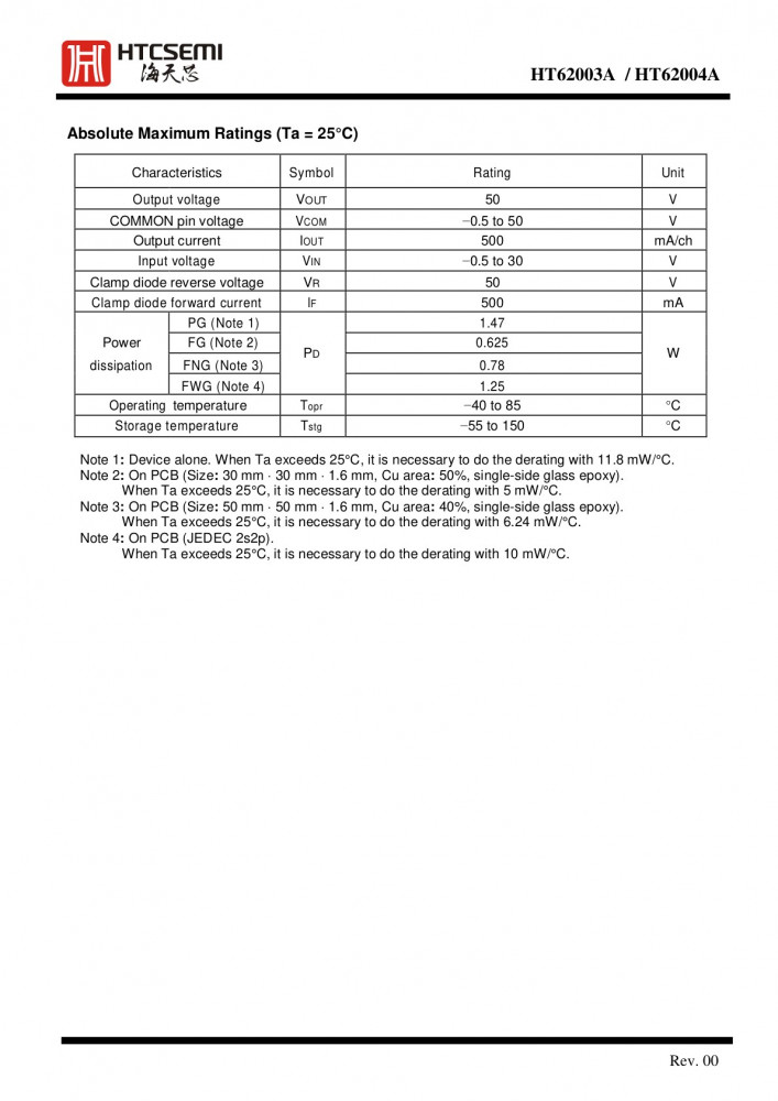 HT62003ARZ datasheet page 3