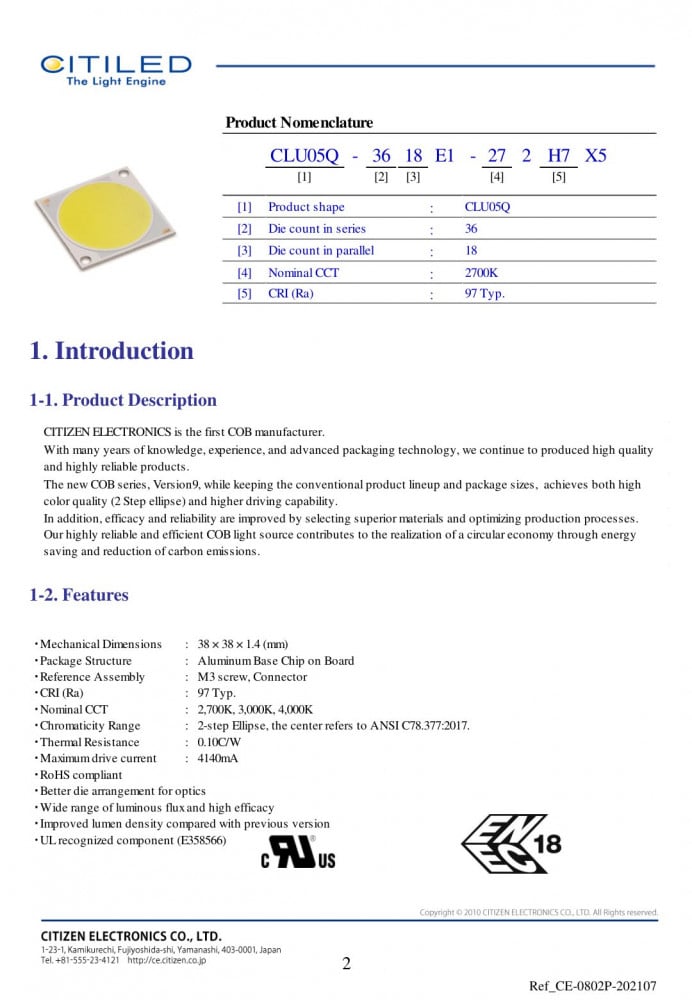 CITIZEN CLU05Q datasheet page 2