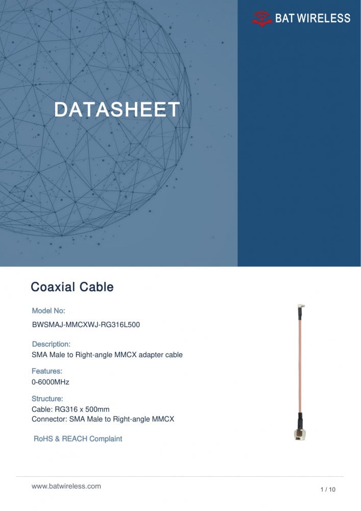 BWSMAJ-MMCXWJ-RG316L500 datasheet page 1