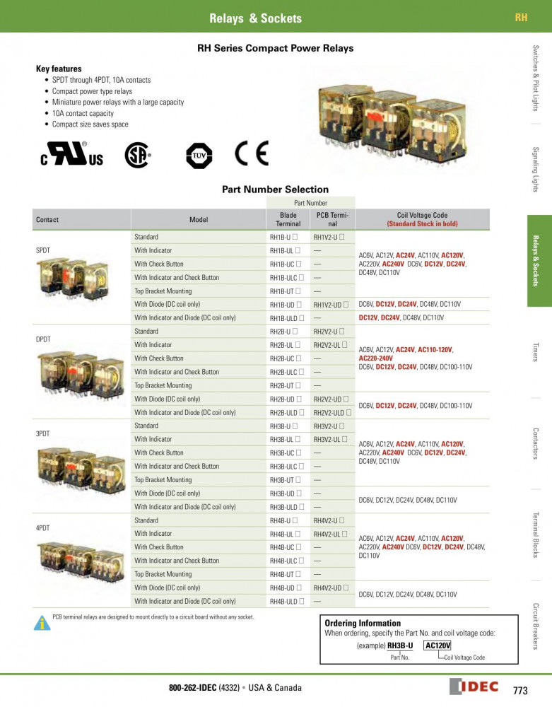 IDEC RH relay datasheet page 1
