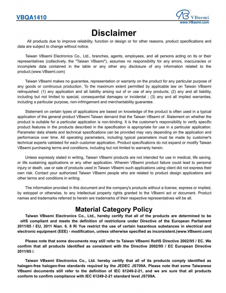 VBQA1410 datasheet page 8