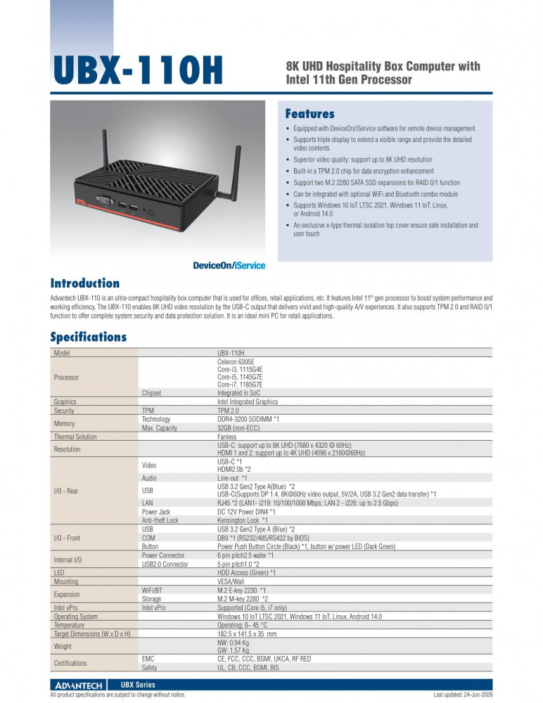UBX-110H document page 1