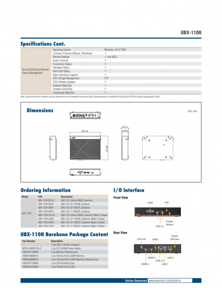 UBX-110H document page 2