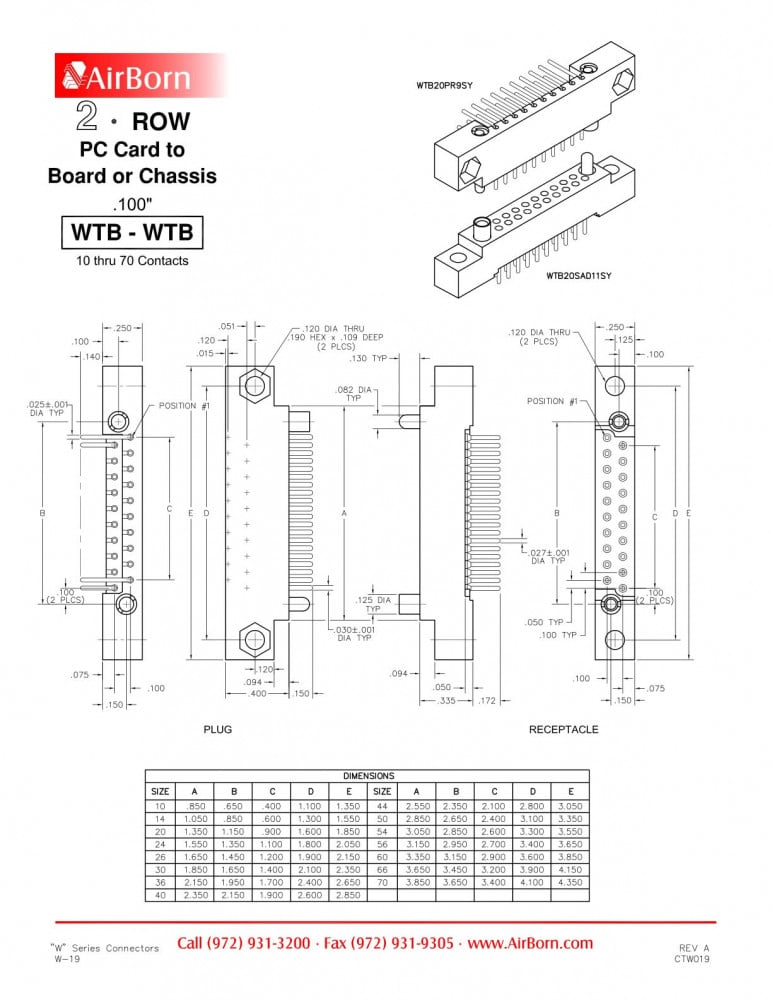 AirBorn M55302 connector technical drawing page 1