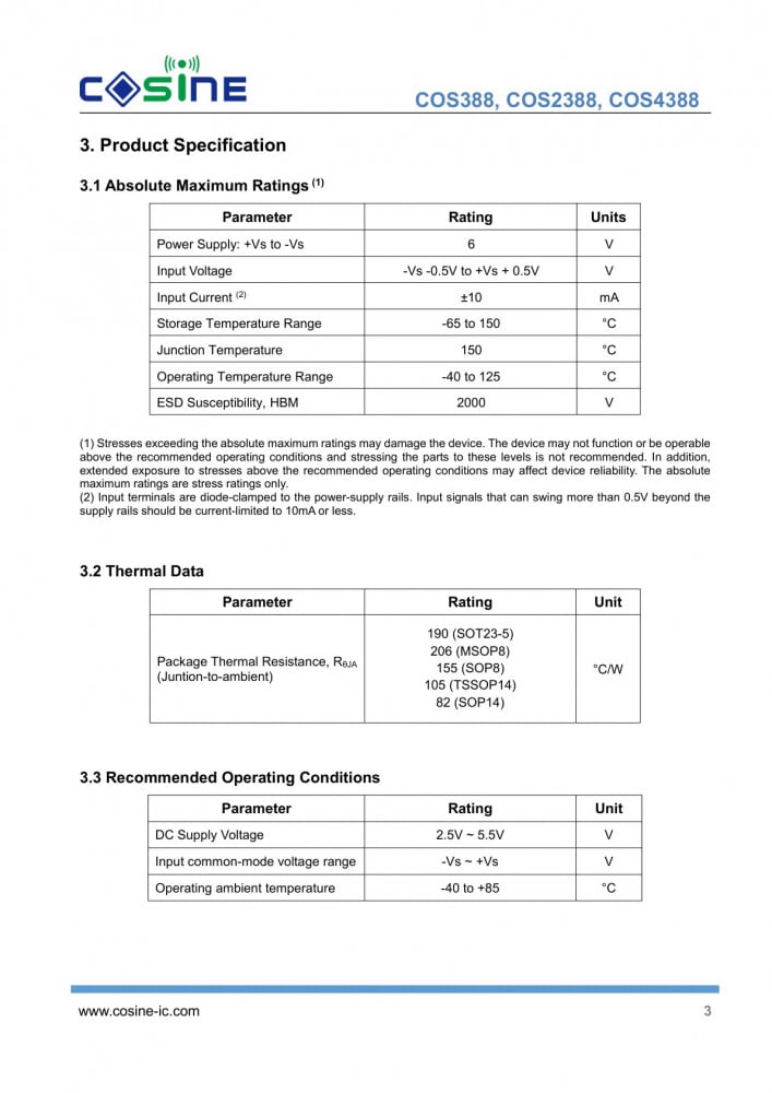 COS2388SRA datasheet page 3