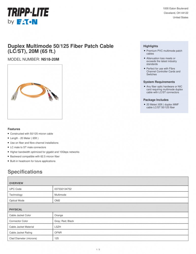 N518-20M technical document page 1