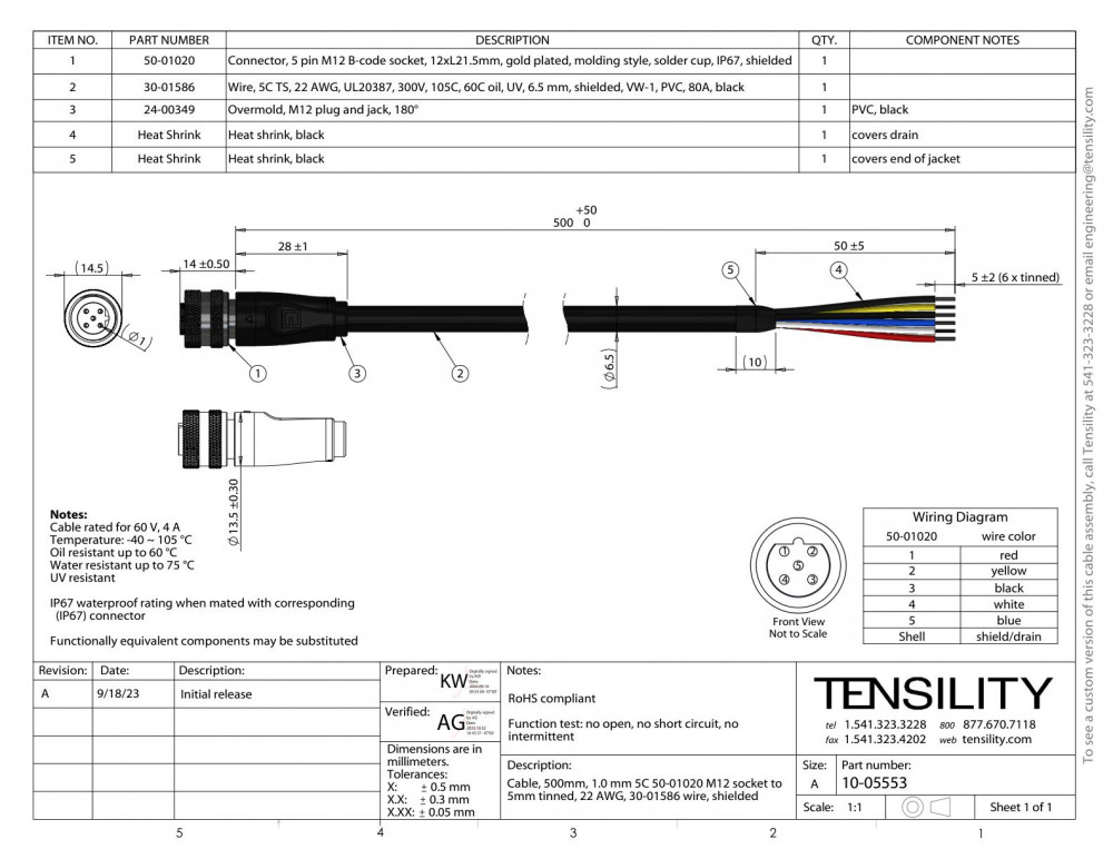 Tensility International 10-05553 technical drawing