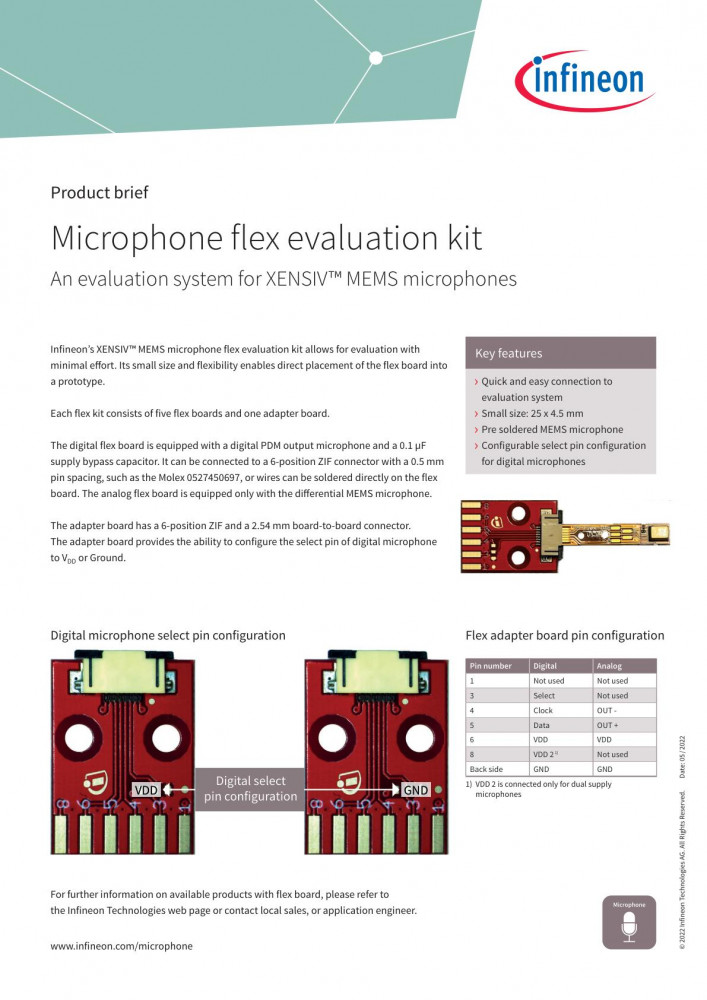 Infineon microphone flex evaluation kit technical document preview