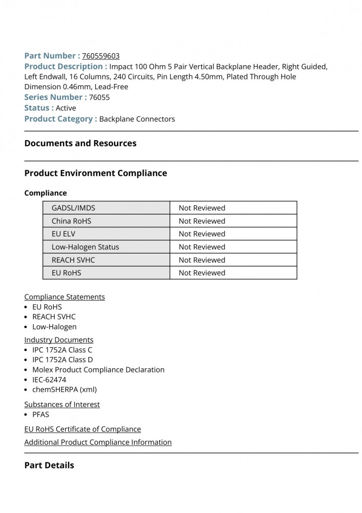 MOLEX 760559603 technical document page 1