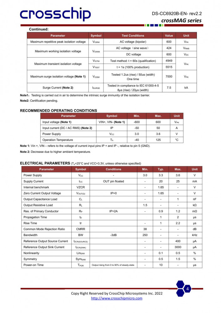 CC6920B datasheet page 4