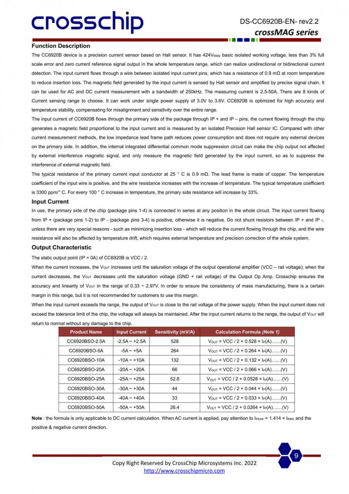 CC6920B datasheet page 9