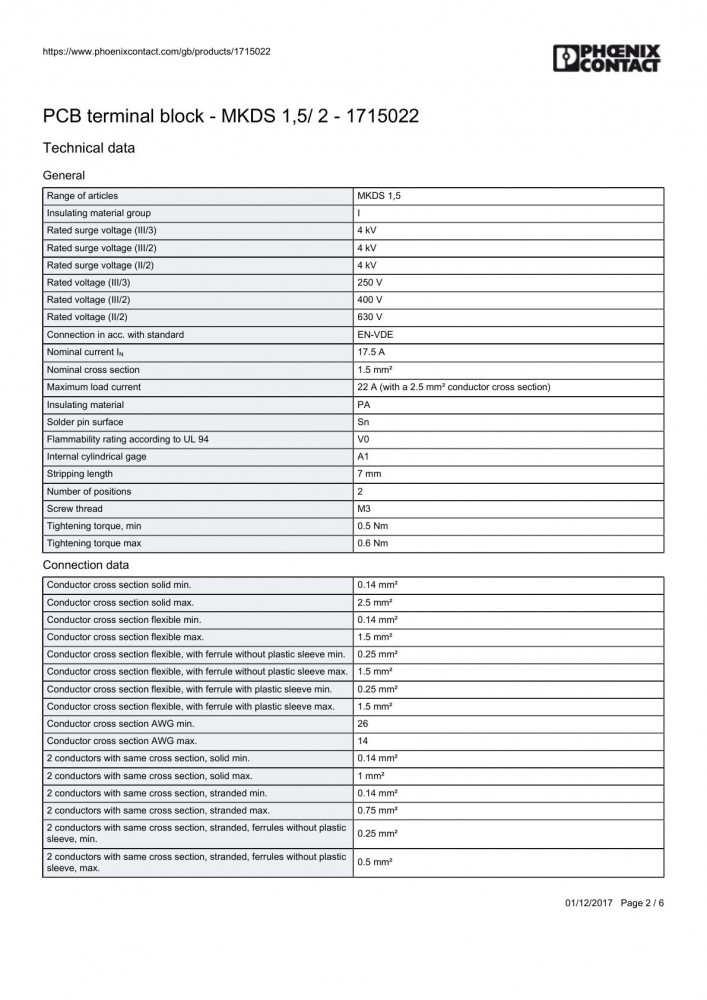Phoenix Contact 1715022 technical document page 2