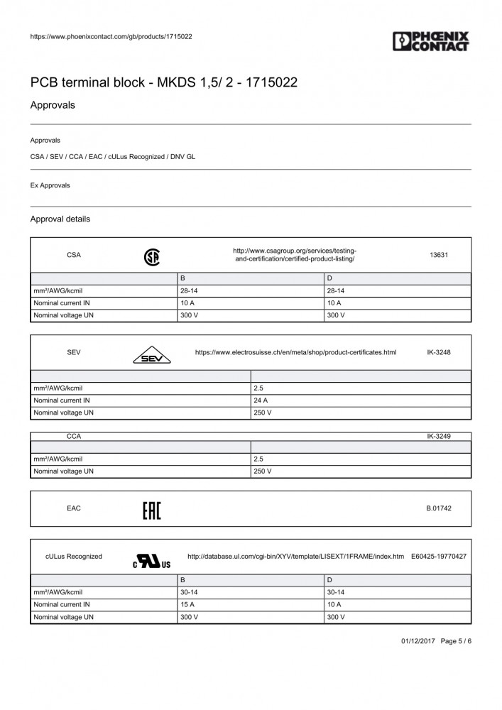 Phoenix Contact 1715022 technical document page 5
