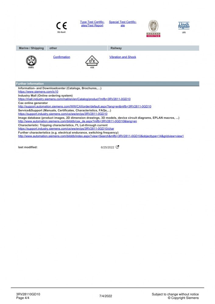 3RV28110GD10 technical document page 4