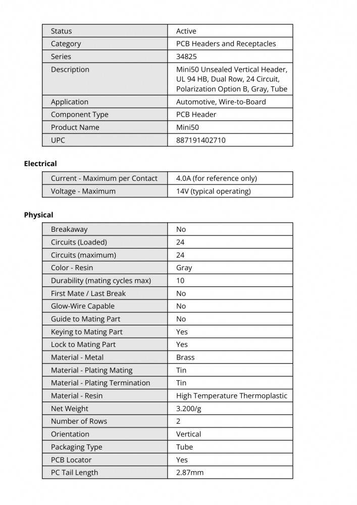 Technical document page 2 for MOLEX 348259241