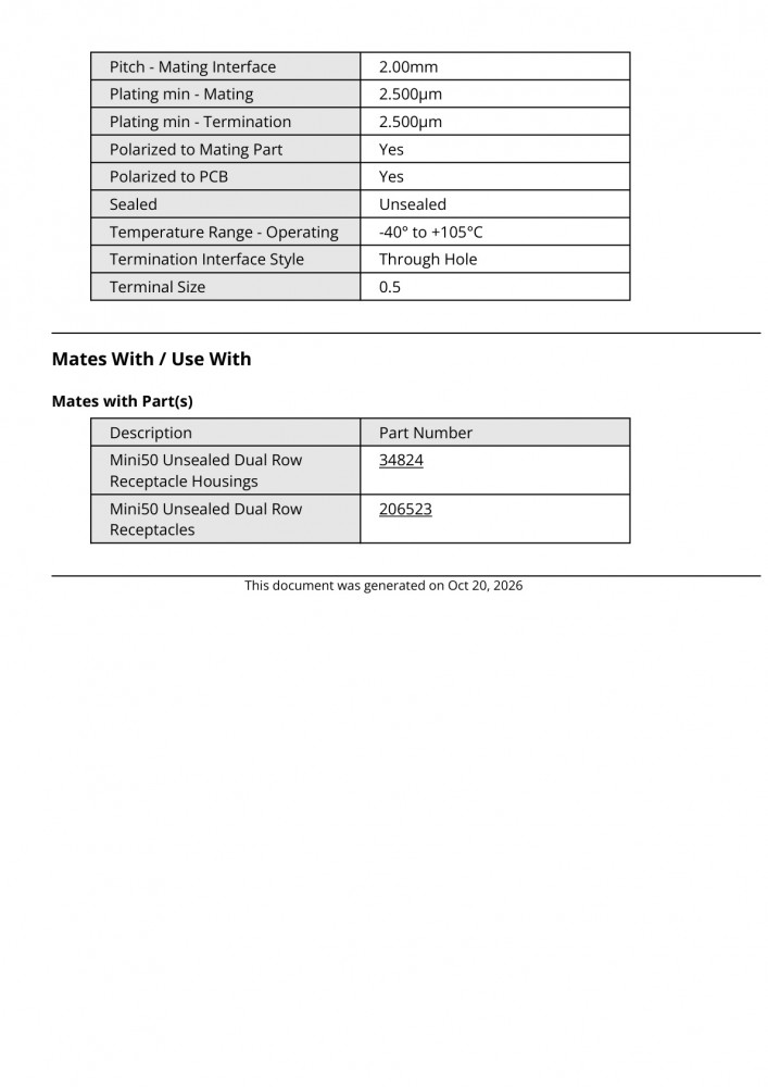 Technical document page 3 for MOLEX 348259241
