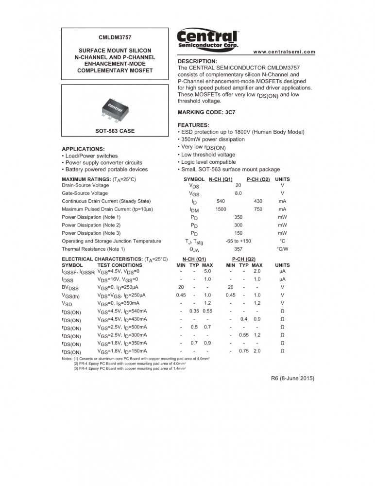 CMLDM3757 datasheet page 1
