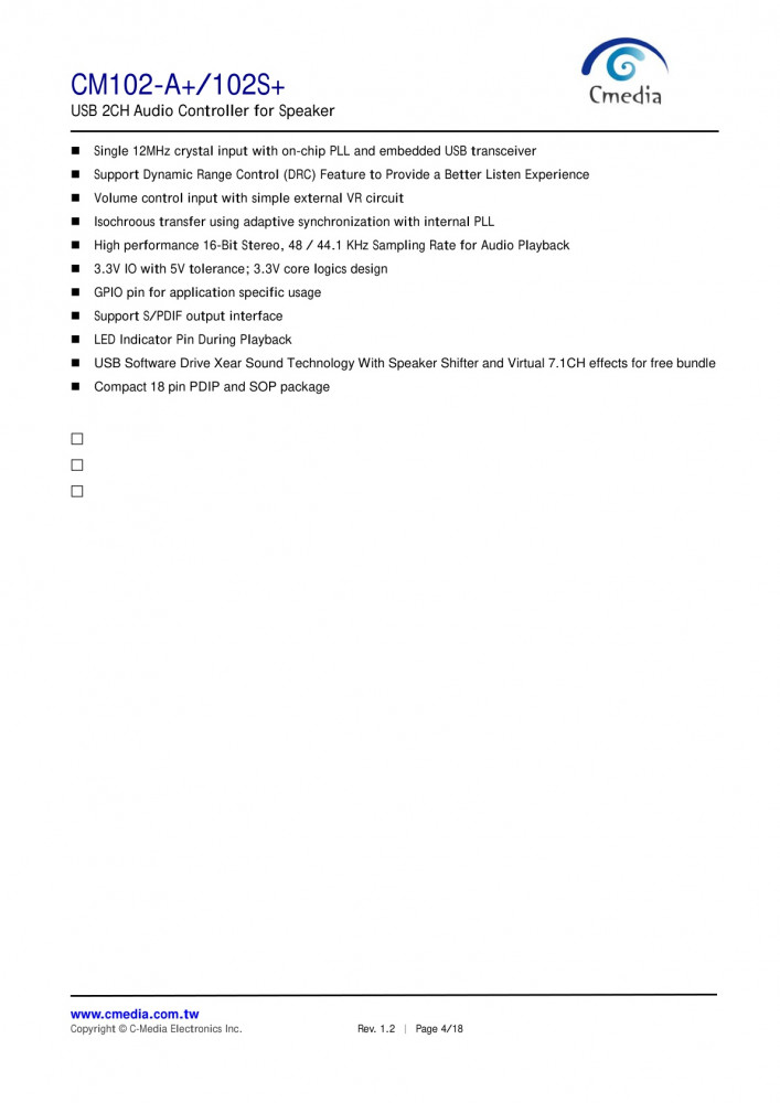CM102S+ technical document page 4