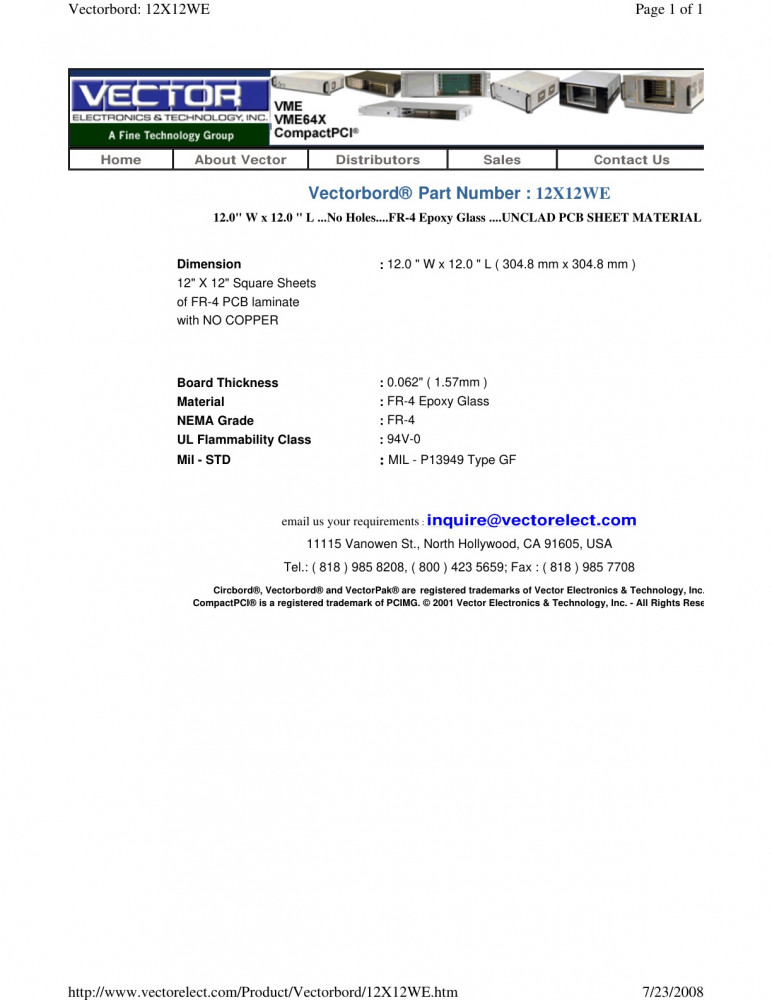 12X12WE FR-4 unclad laminate product documentation image