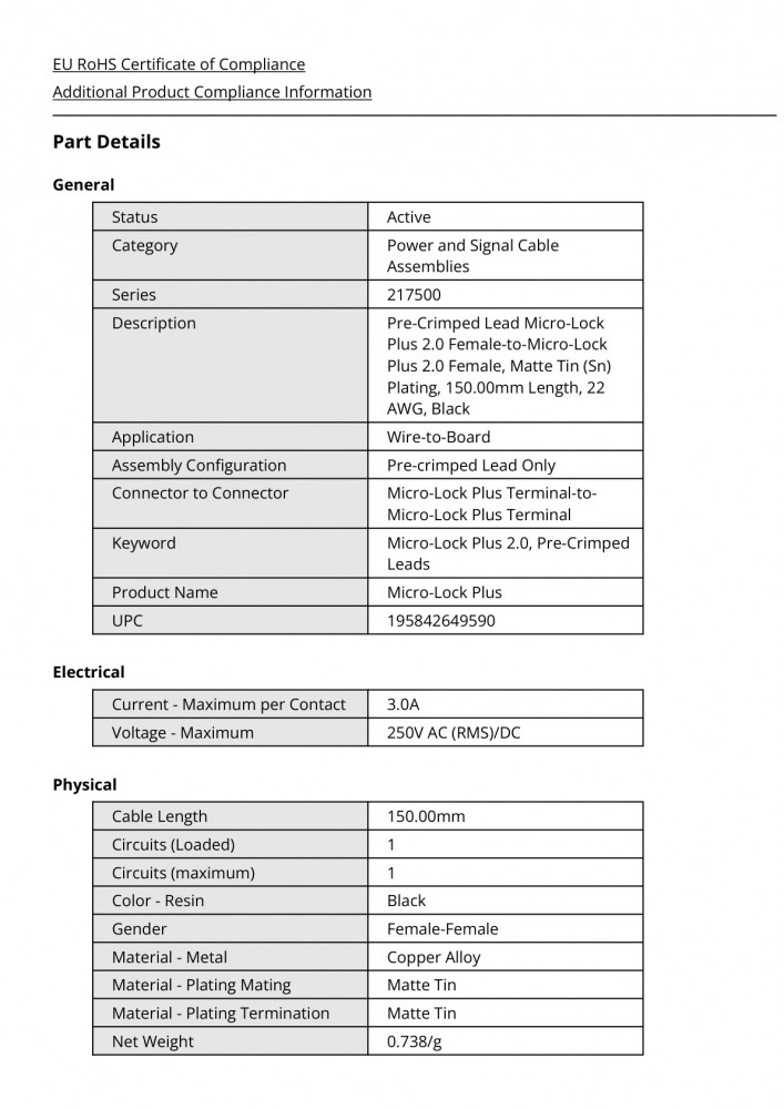 MOLEX 2175001122 product drawing preview, page 2
