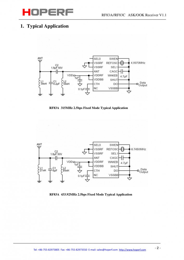 RF83A datasheet page 2