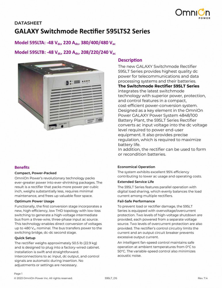 595LT Series document image, page 1