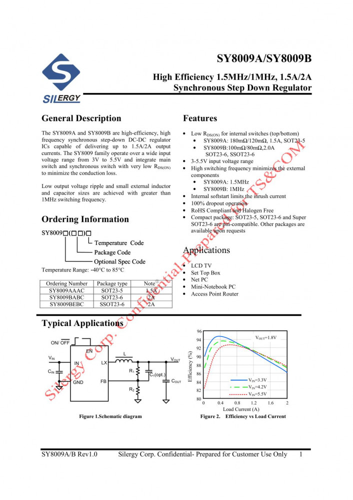 SY8009 datasheet page 1
