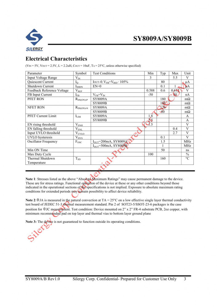 SY8009 datasheet page 3